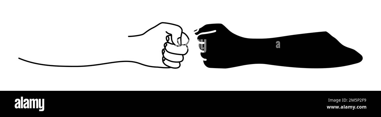 Faust stoßen Banner Silhouette und Hand gezeichnet mit einer einzigen ...