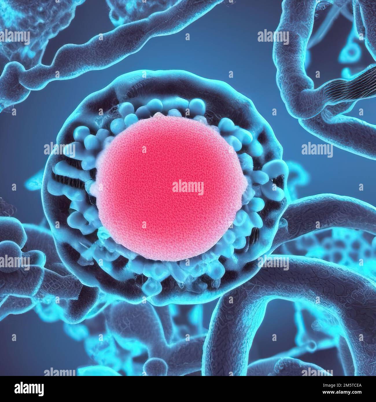 Abstrakte pathogene Viruszelle, Krebszelle unter dem Mikroskop ...