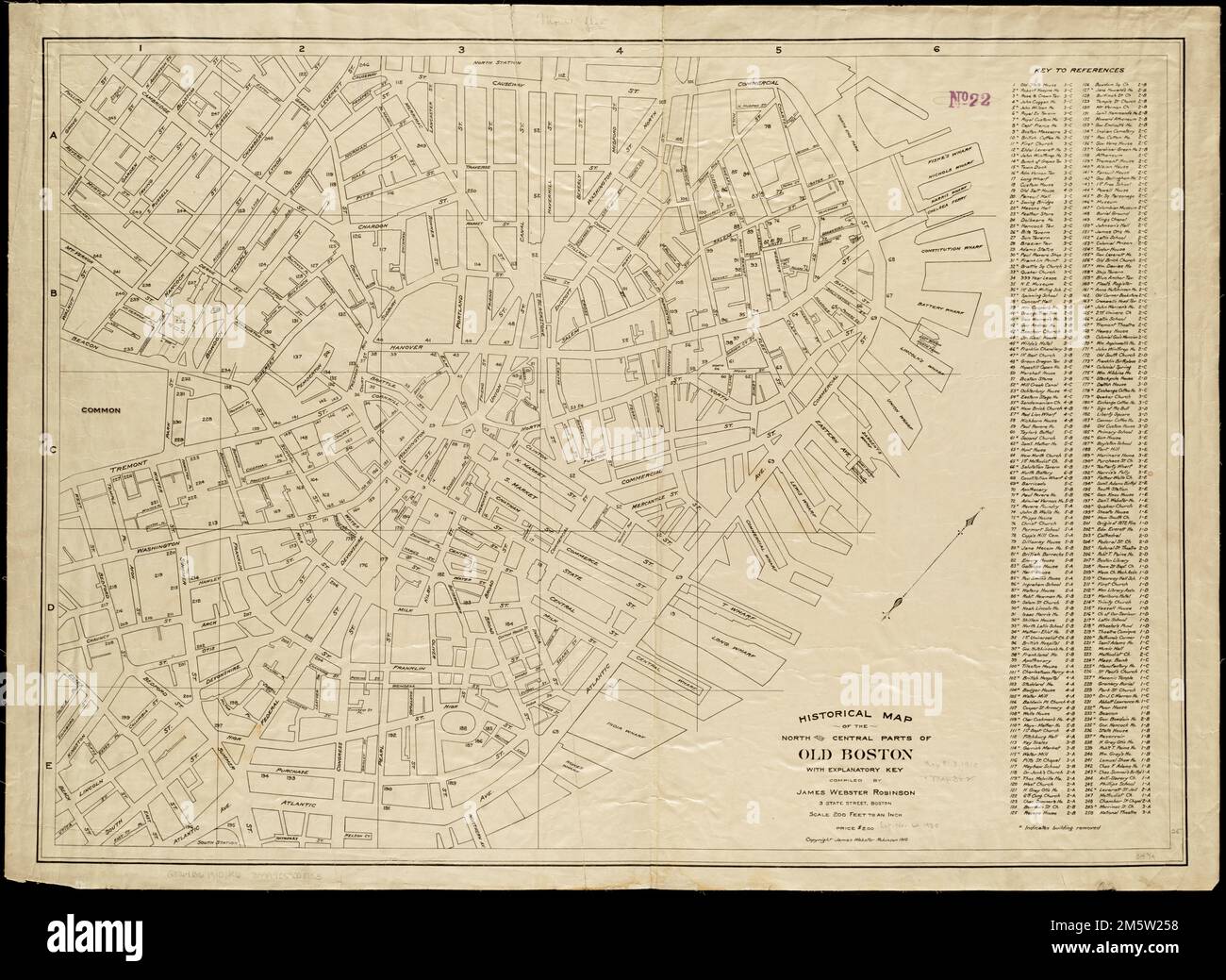 Historische Karte des nördlichen und zentralen Teils der Altstadt von ...