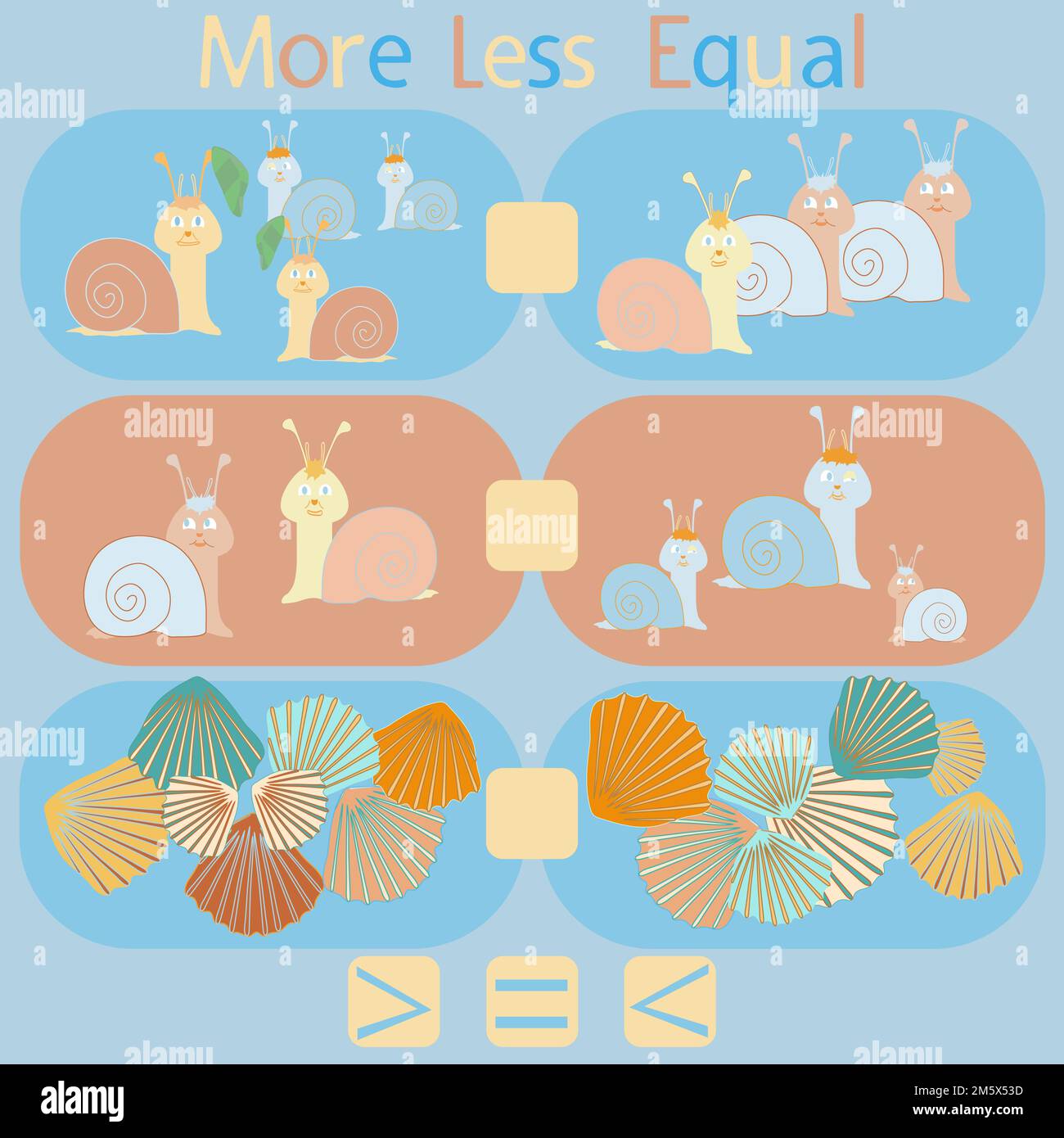 Zählen Sie die Schnecken und Muscheln im Bild, und bringen Sie ein ...