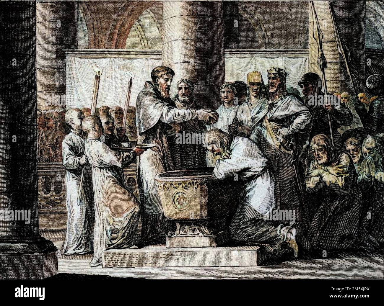 Guerre contre les Saxons, 785 : Bapteme de Witikin de Saxe (ou Widukind ...