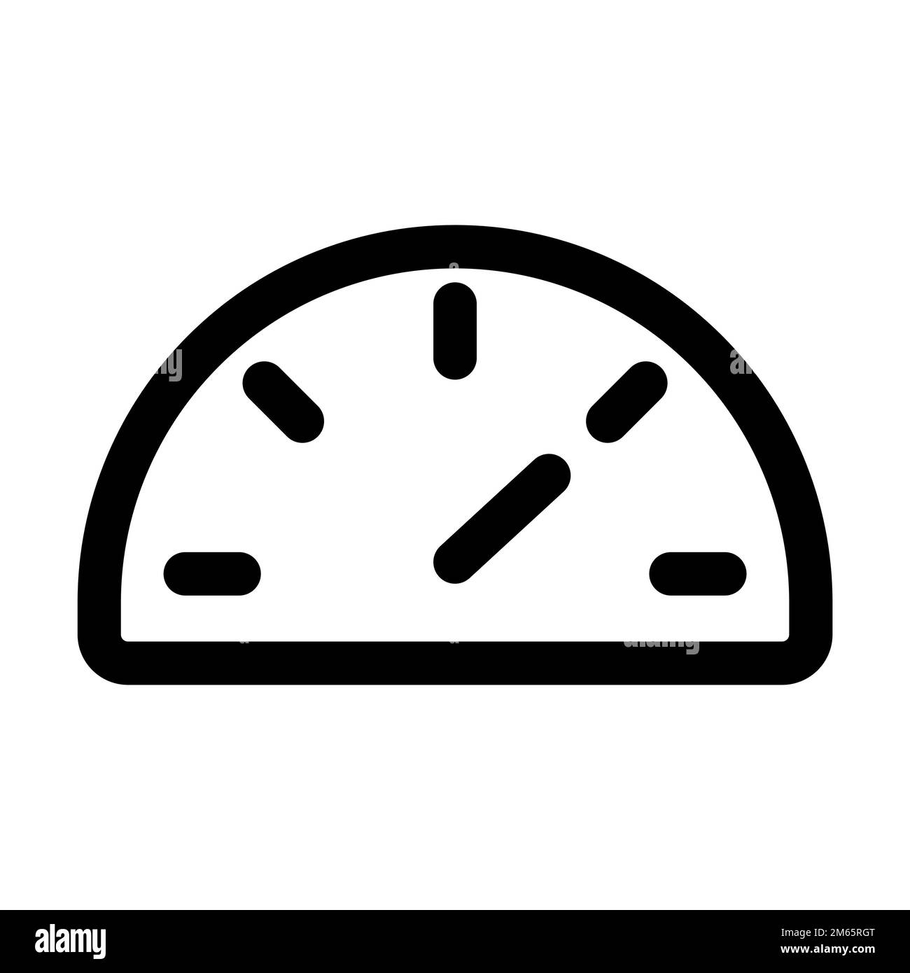 Linie des Tachometersymbols auf weißem Hintergrund isoliert. Schwarzer ...