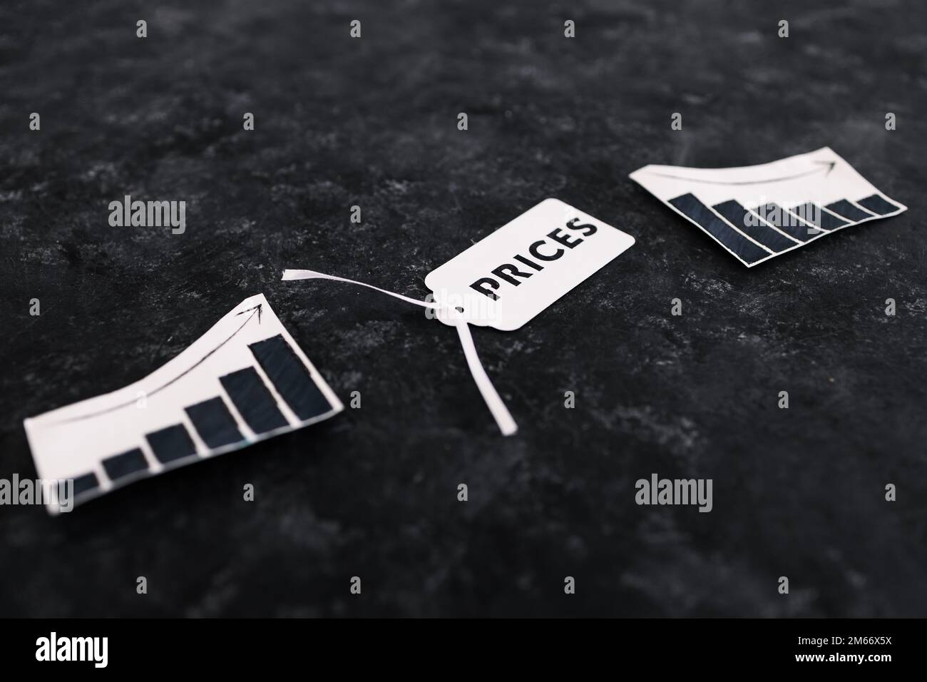 Inflation und Preiserhöhungen konzeptionelles Bild, Preise Text auf dem ...