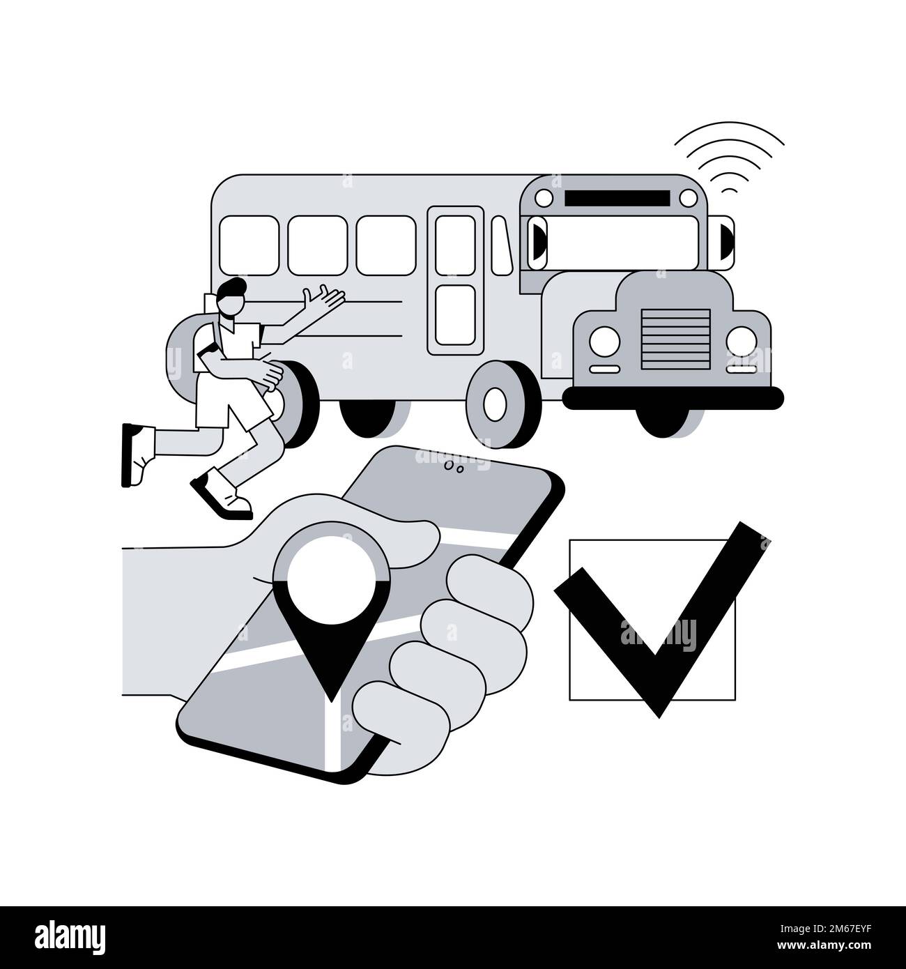 Schule Bus Tracking System abstrakte Konzept Vektor Illustration. Bus ...