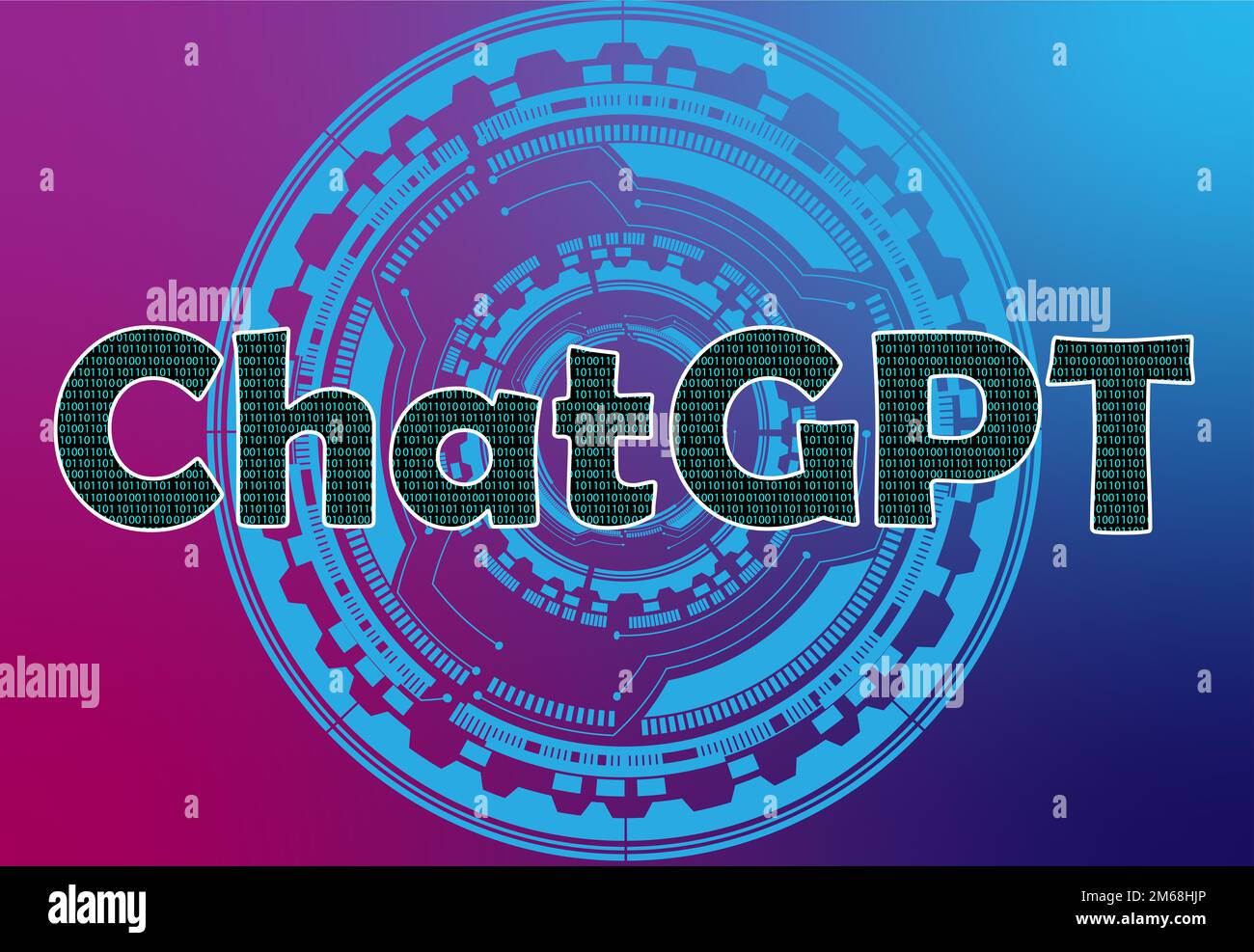 Chat-GPT-Text im binären Zahlendesign und futuristischem Hintergrund ...
