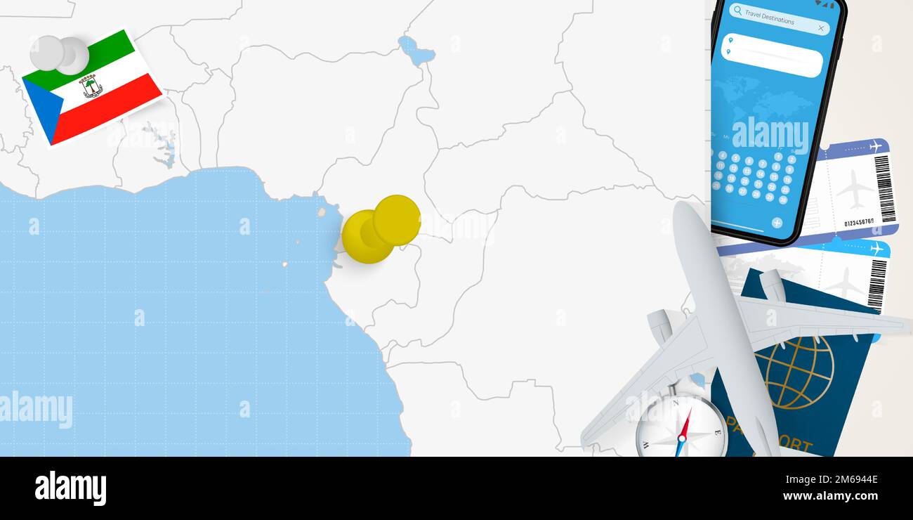 Reisen Sie nach Äquatorialguinea Konzept, Karte mit Pin auf Karte von ...