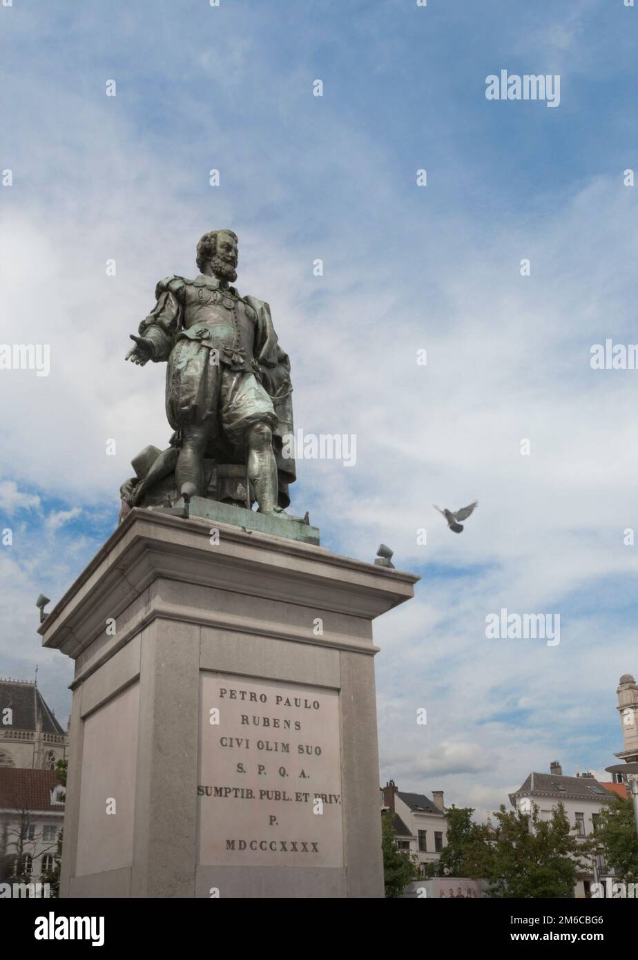 Antwerpen. Flämische Region. Belgien 15-08-2021. Die Statue von Peter ...