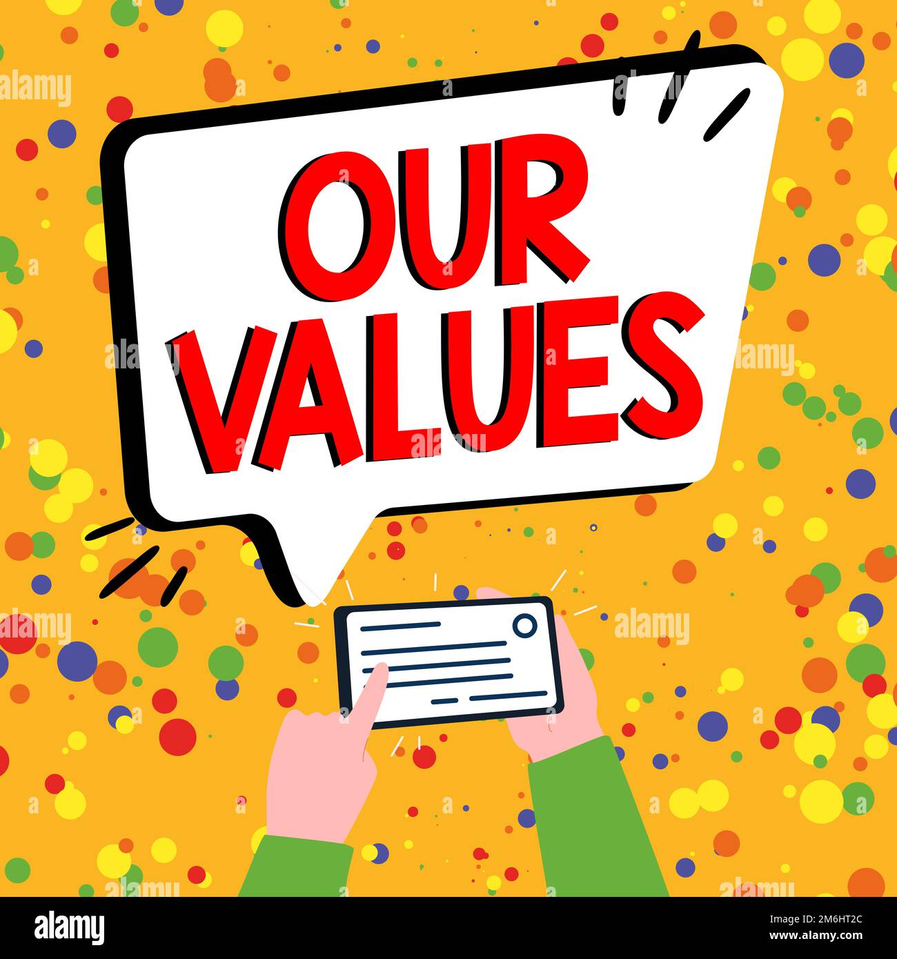 Handschrift Text Unsere Werte. Ein Wort, das auf einer Liste von ...