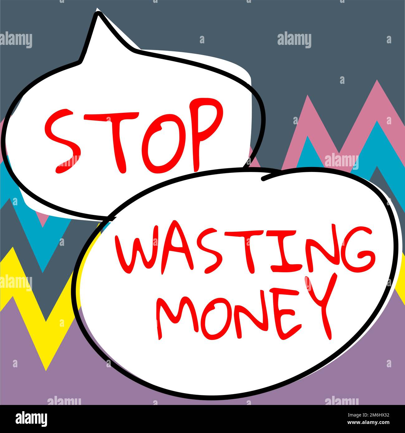 Textzeichen mit dem Hinweis „Schluss mit Geldverschwendung ...