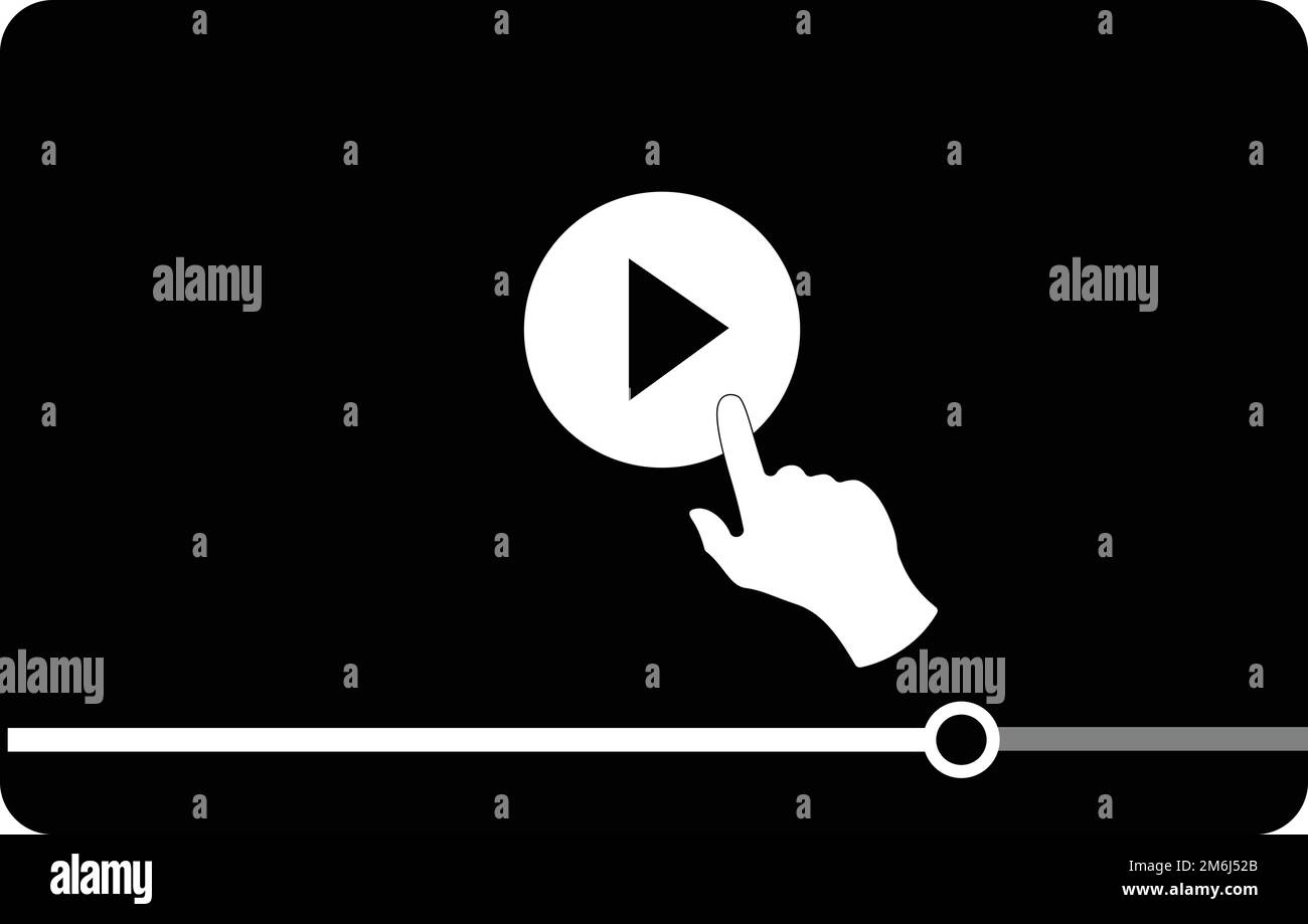 Form eines Multimedia-Videoplayers mit einem Handcursor, der eine ...