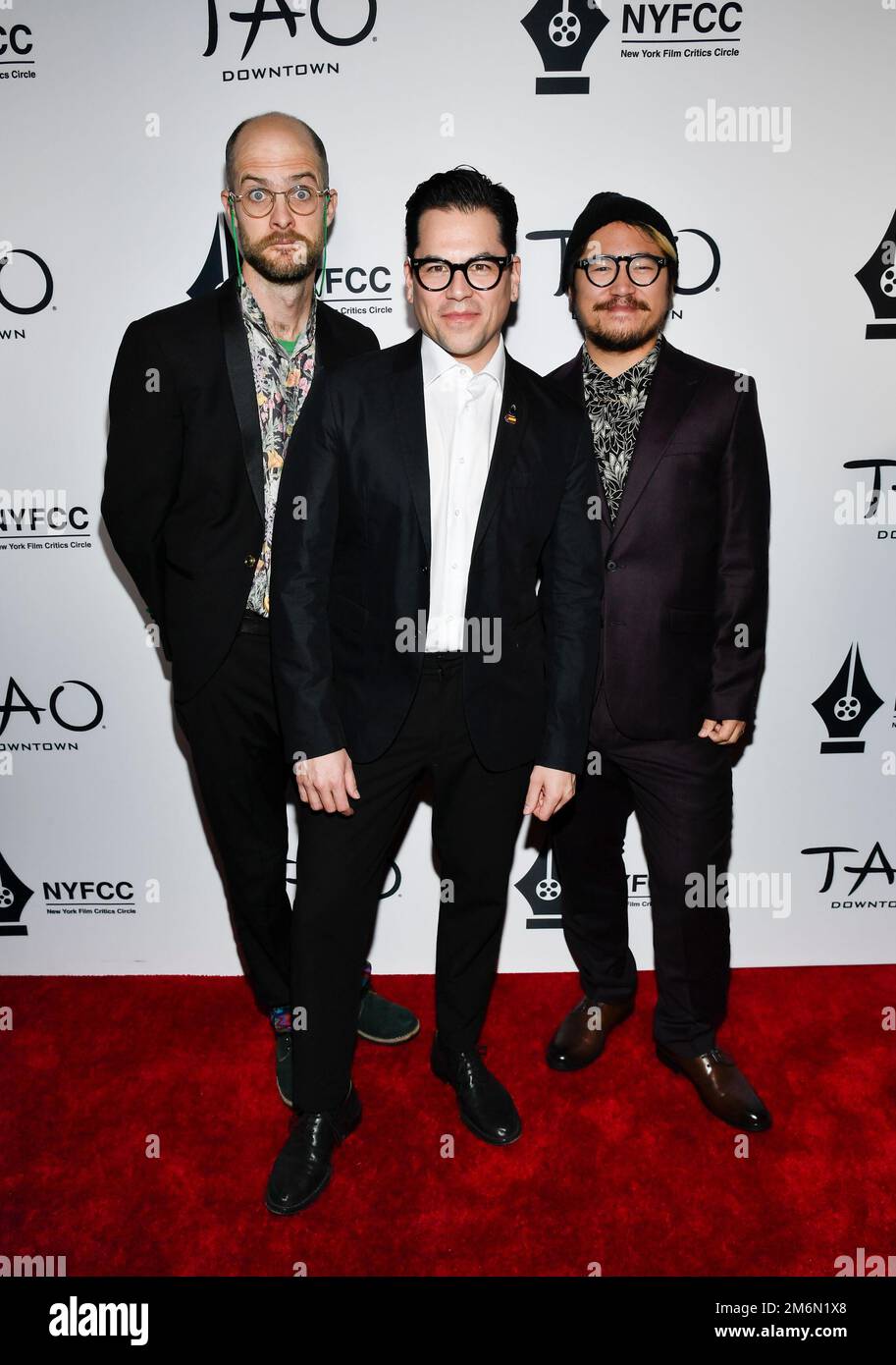Director Daniel Scheinert, left, producer Jonathan Wang and director ...