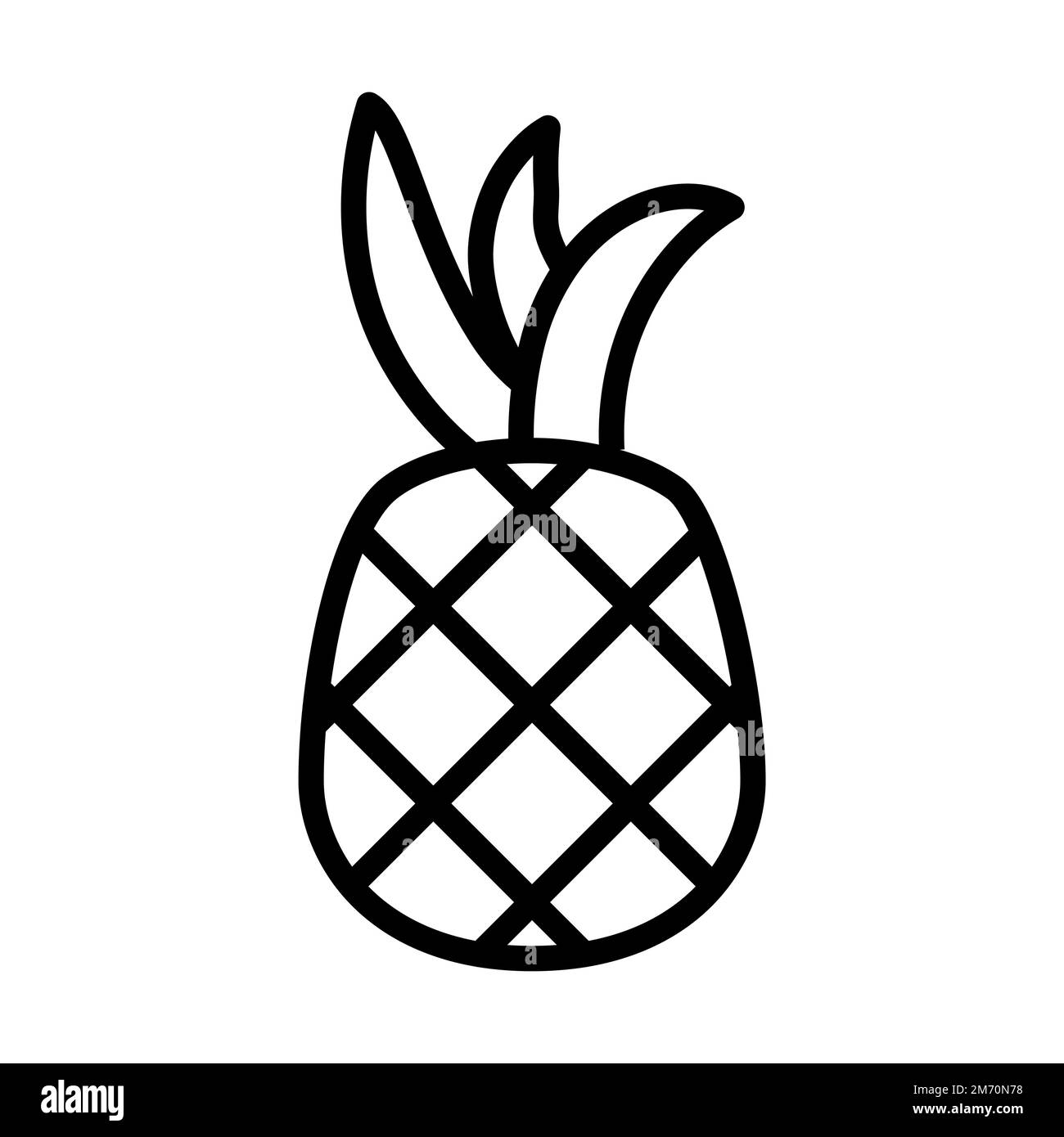 Linie mit Ananas-Symbol isoliert auf weißem Hintergrund. Schwarzer ...