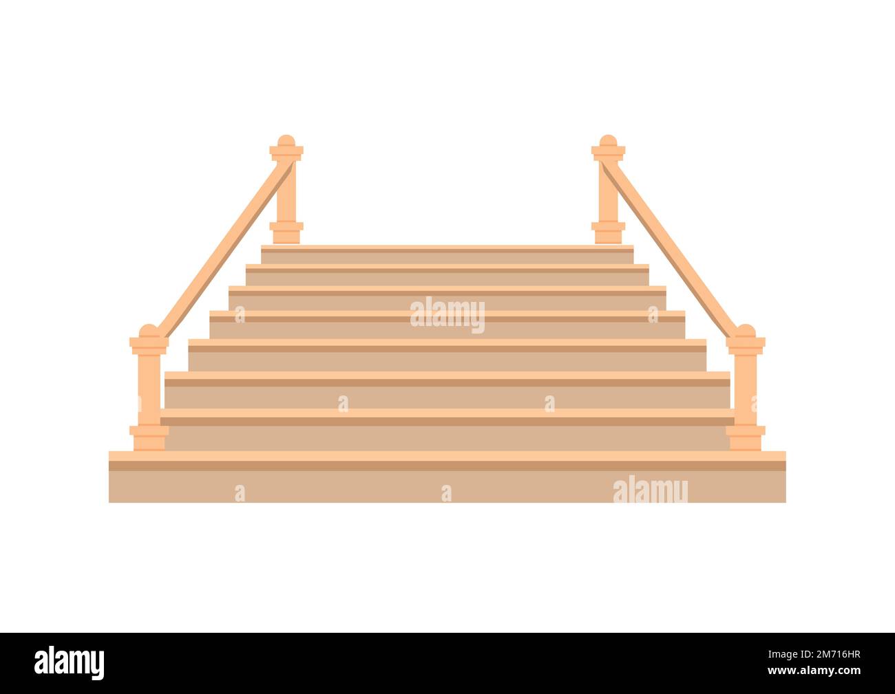 Cartoon isolierte Holz- und Steintreppen, Holztreppe und Treppe ...