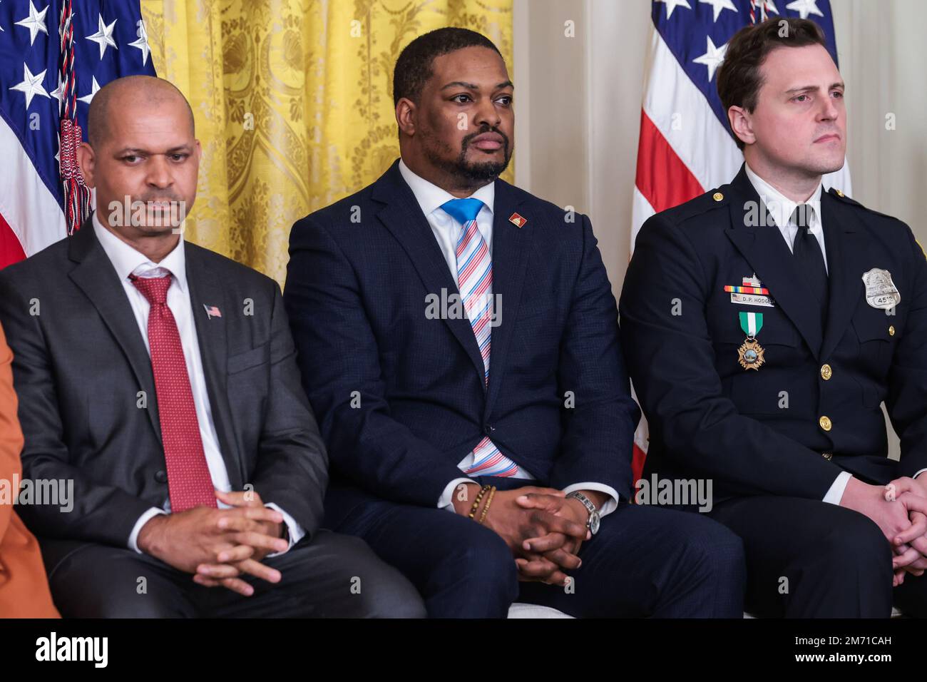 Präsident Joe Biden feiert am 6. Januar 2023 den Aufstand im Ostzimmer ...