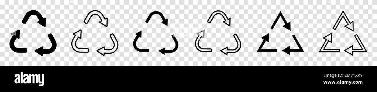 Symbolgruppe für Recycling. Symbol „Recycling“. Schwarze Vektorsymbole ...