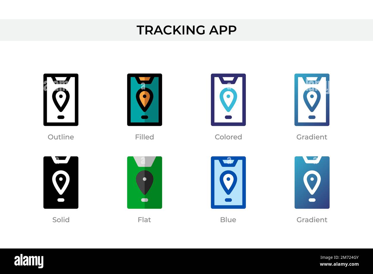 Tracking App-Symbol in einem anderen Stil. Tracking-App-Vektorsymbole ...