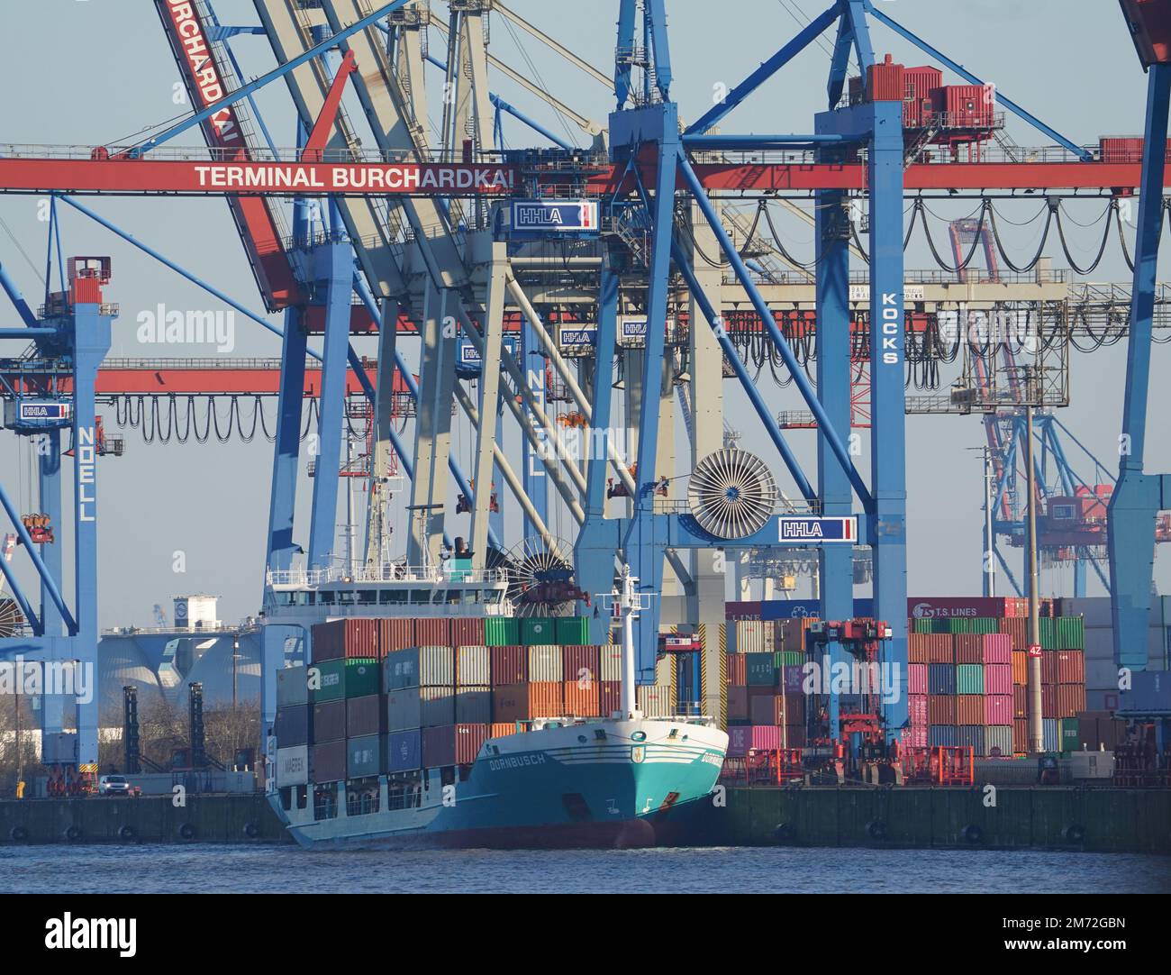 PRODUKTION - 03. Januar 2023, Hamburg: Im Containerterminal Burchardkai ...
