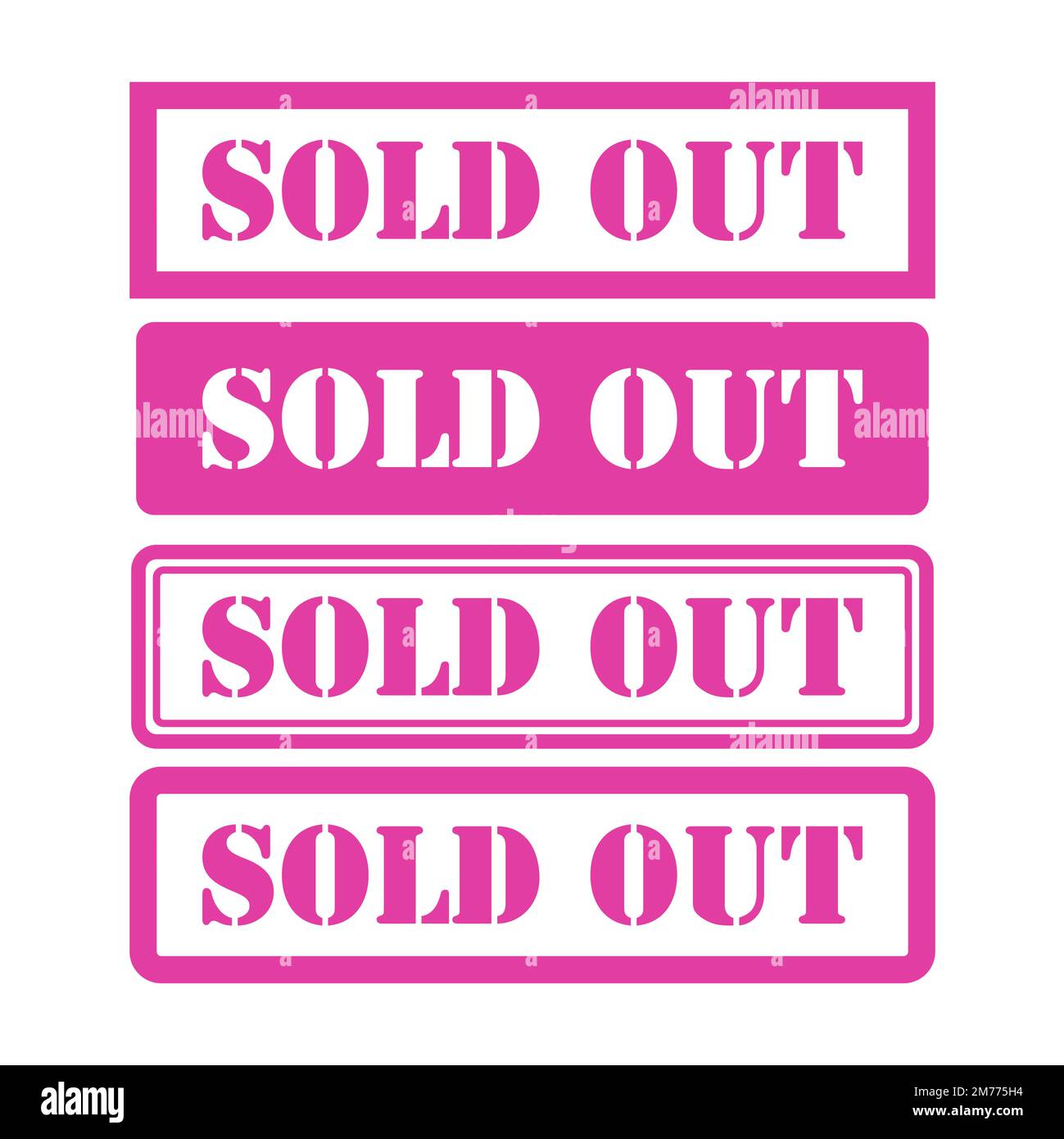 Satz von Ausverkauft Stempel Symbol, Etikett Aufkleber Schild Taste, Text Banner Vektor ...