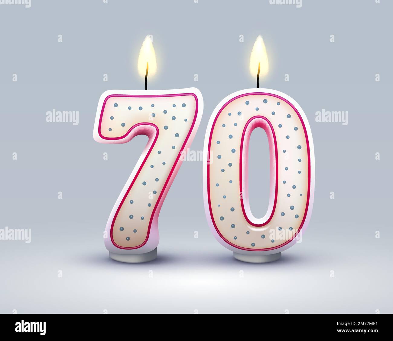 Alles gute zum Geburtstag. 70 Jahre Geburtstag, Kerze in Zahlenform ...