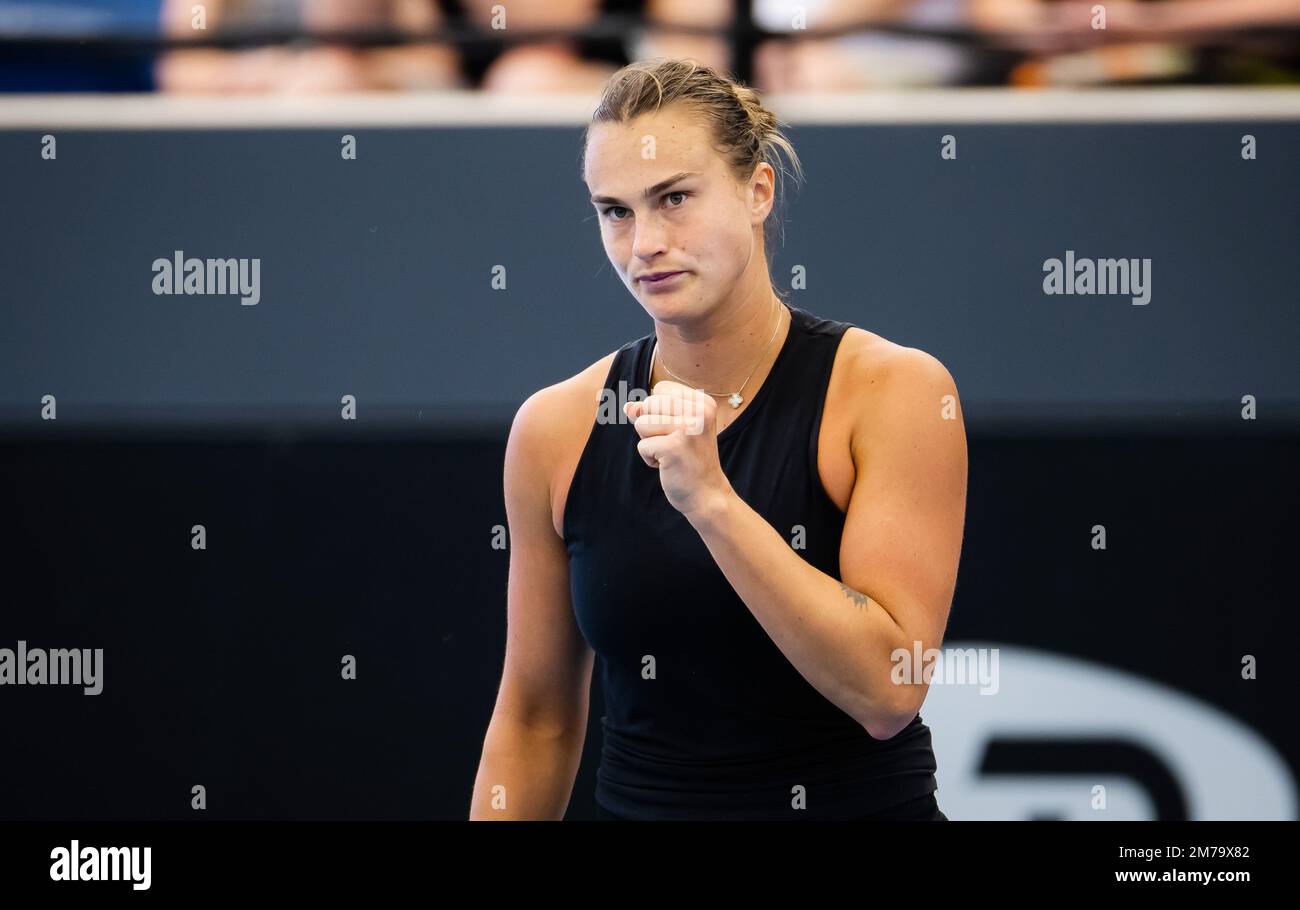 Aryna Sabalenka aus Belarus in Aktion während des Halbfinales des ...