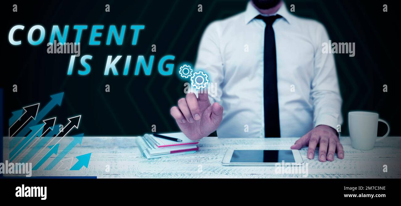 Schreiben, Text anzeigen Inhalt ist König. Konzept Bedeutung Inhalt ist ... Schreiben, Text anzeigen Inhalt ist König. Konzept Bedeutung Inhalt ist ...