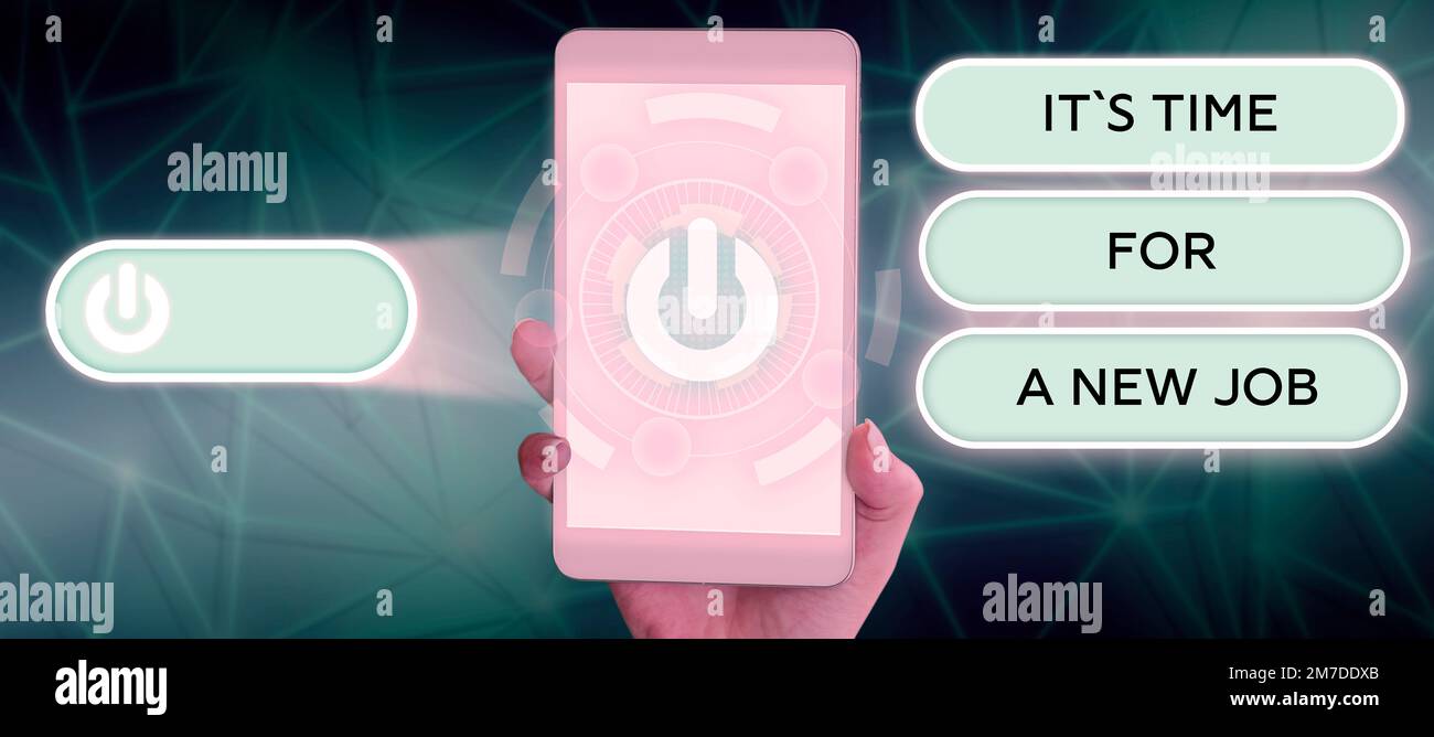Schreiben mit Textanzeige Es ist Zeit für einen neuen Job. Ein Wort ...