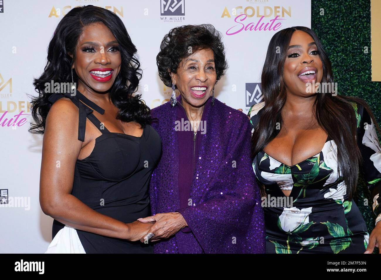 Sheryl Lee Ralph, left, Marla Gibbs, center, and Niecy Nash Betts arrive at A Golden Salute ...