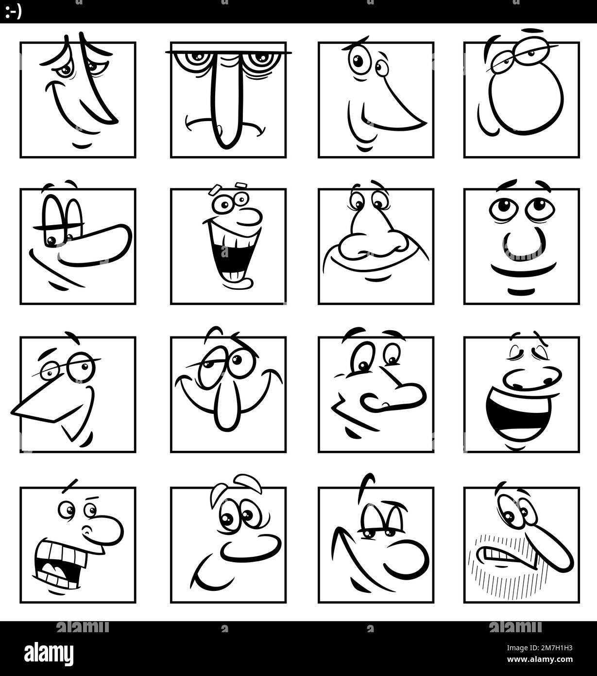 Cartoon faces emotions humor comics Schwarzweiß-Stockfotos und -bilder ...