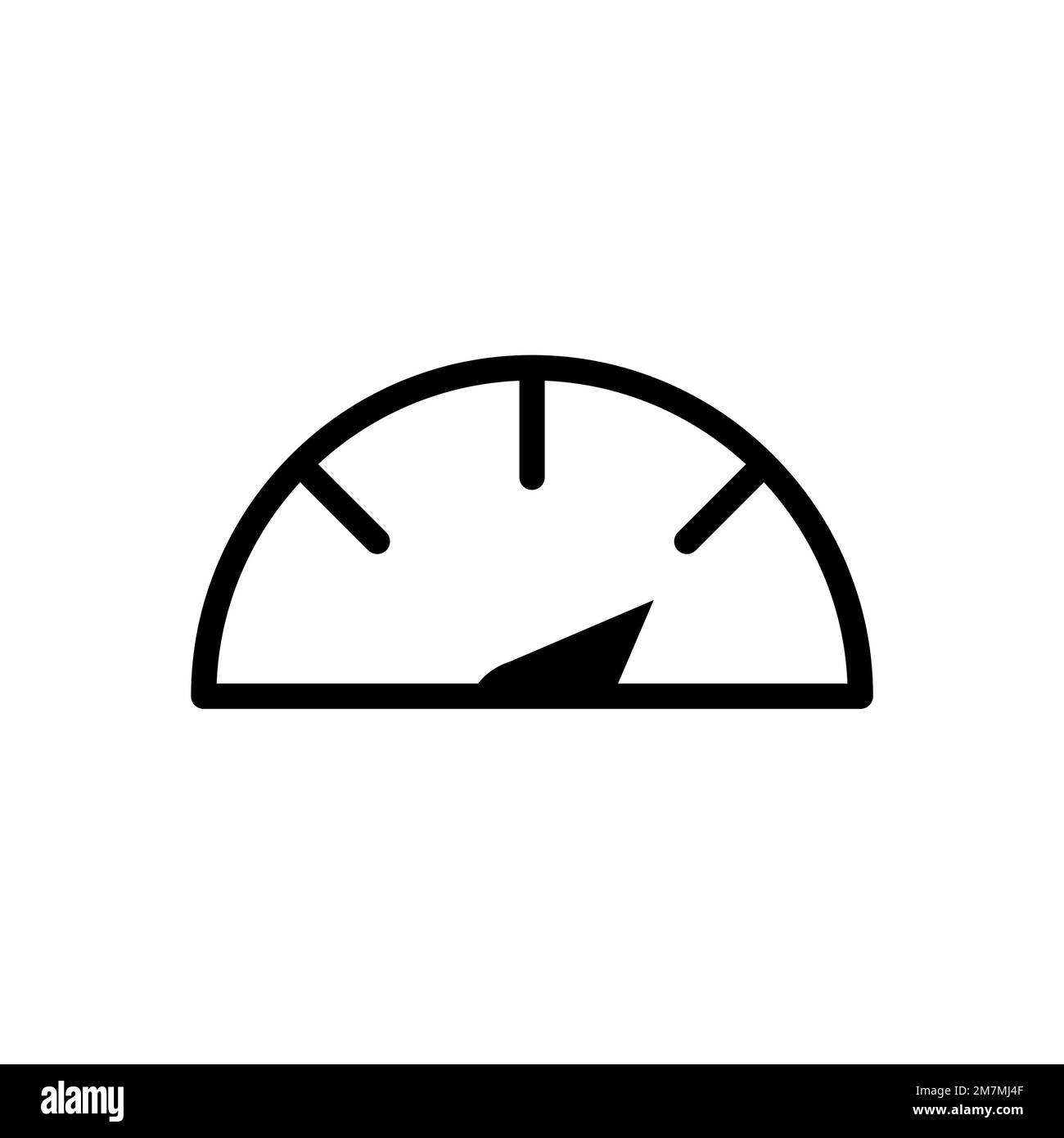 Linie des Tachometersymbols auf weißem Hintergrund isoliert. Schwarzer ...