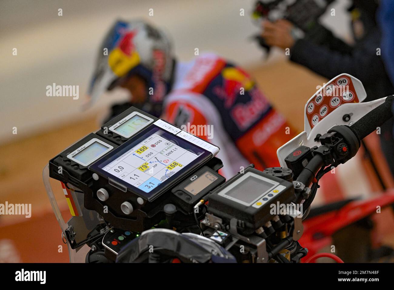 Haradh, Saudi-Arabien - 10. Januar 2023, Moto Roadbook Illustration ...