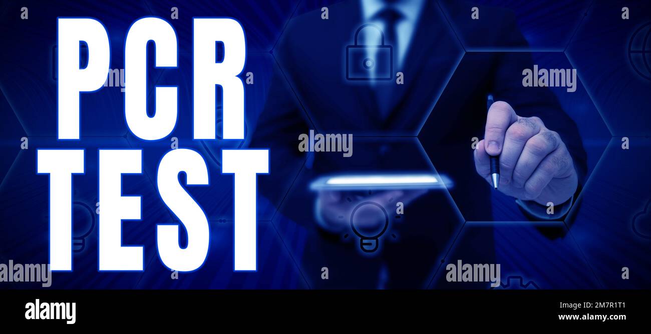 Konzeptionelle Anzeige PCR-Test. Geschäftsansatz qualitativer Nachweis ...