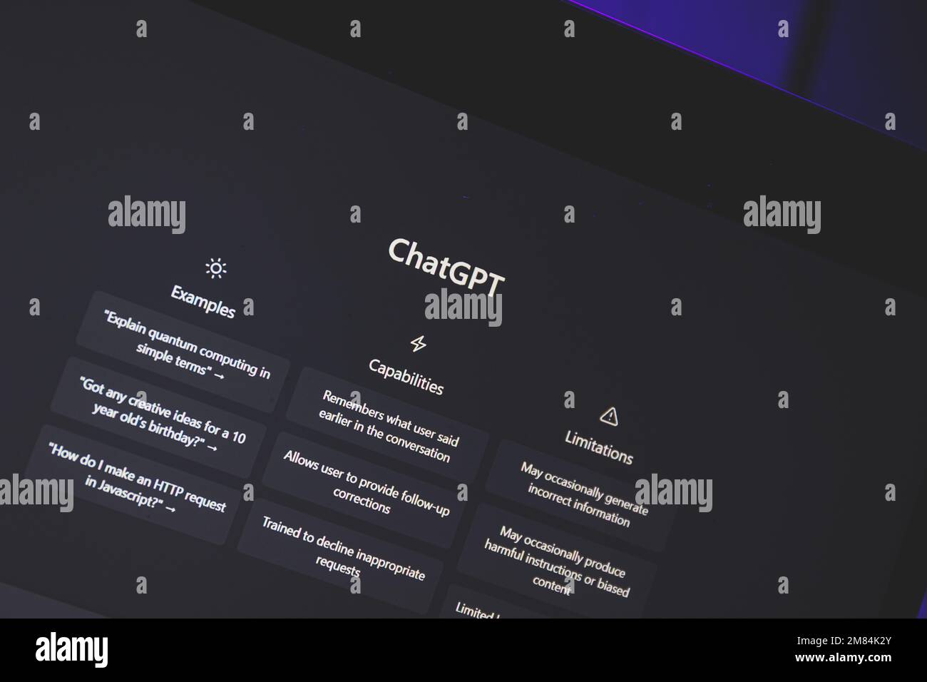 ChatGPT auf dem Computer. Chat GPT ist ein KI-Chatbot mit künstlicher ... ChatGPT auf dem Computer. Chat GPT ist ein KI-Chatbot mit künstlicher ...