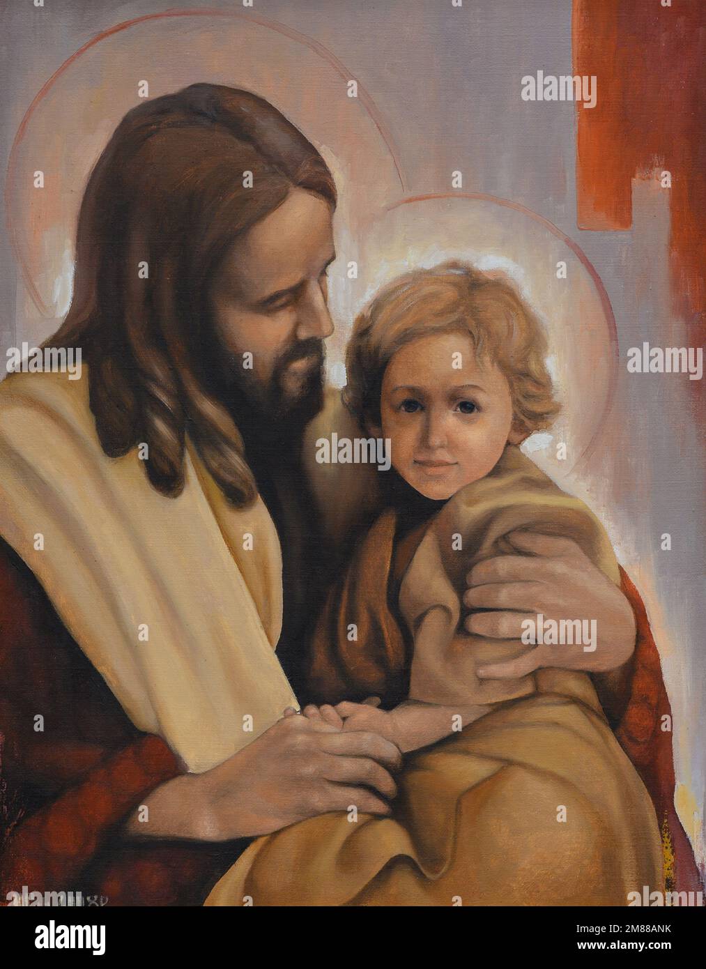 Der heilige Josef mit dem kleinen Jesus. Gemälde von Dražen Vučina ...