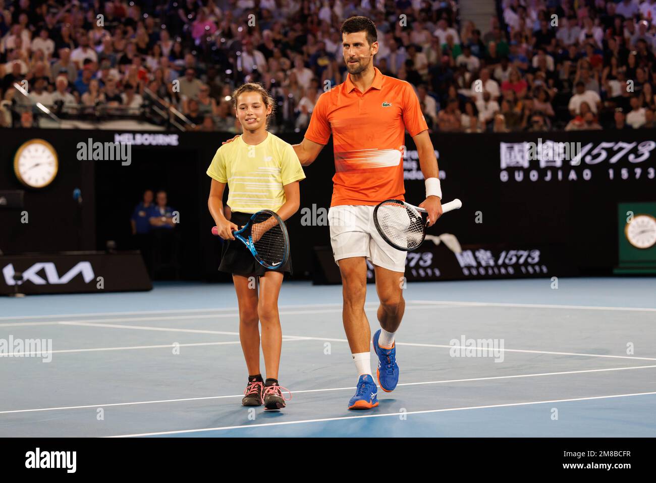 Melbourne, Australien. 13. Januar 2023. Die 10-jährige Ana Maric mit ...