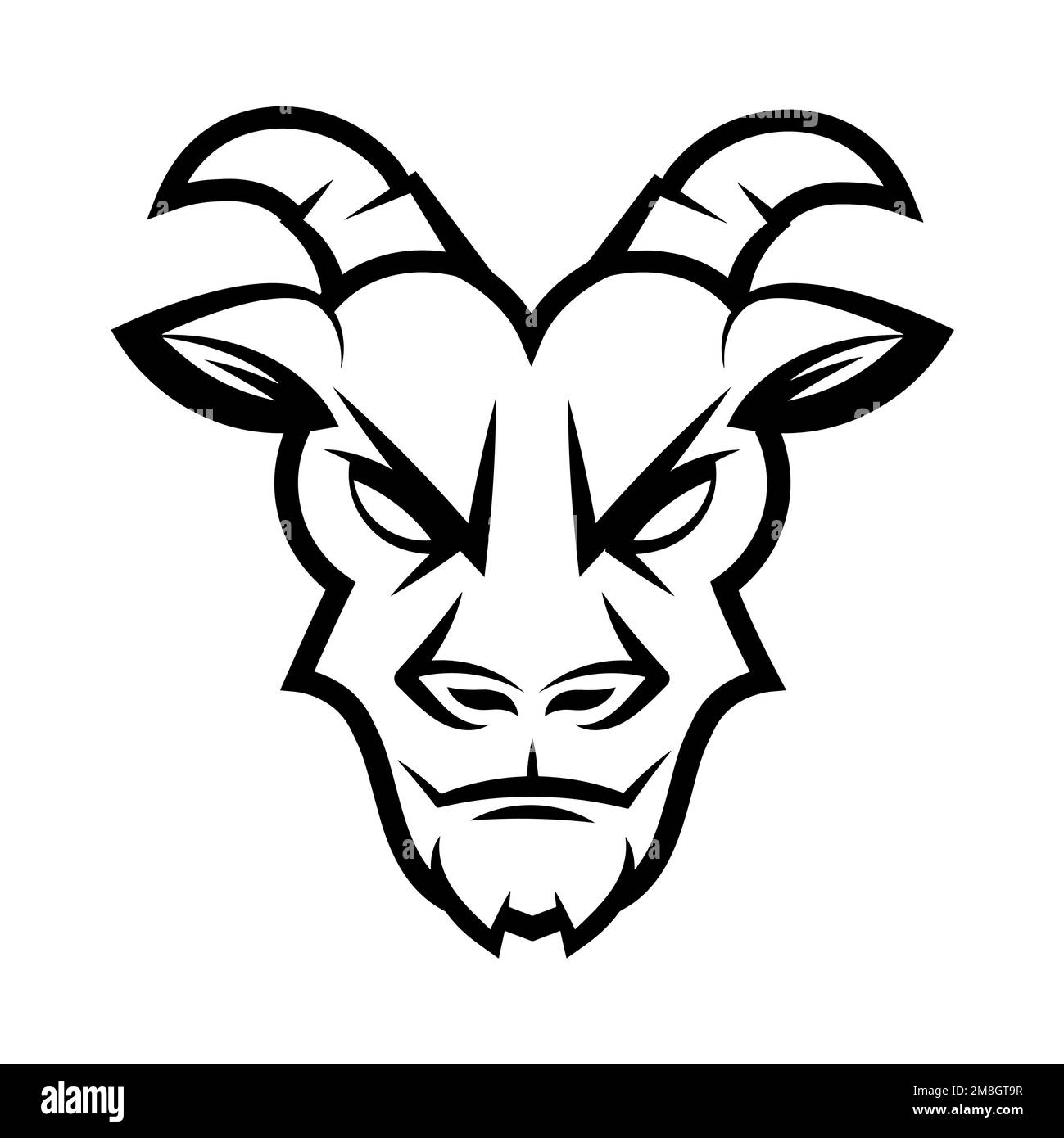 Ziegenkopf-Liniensymbol, Umrissvektorzeichen, lineares Piktogramm auf ...