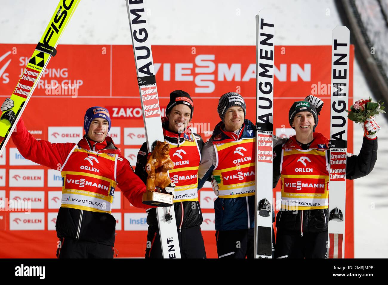 Stefan Kraft, Michael Hayboeck, Manuel Fettner and Daniel Tschofenig ...