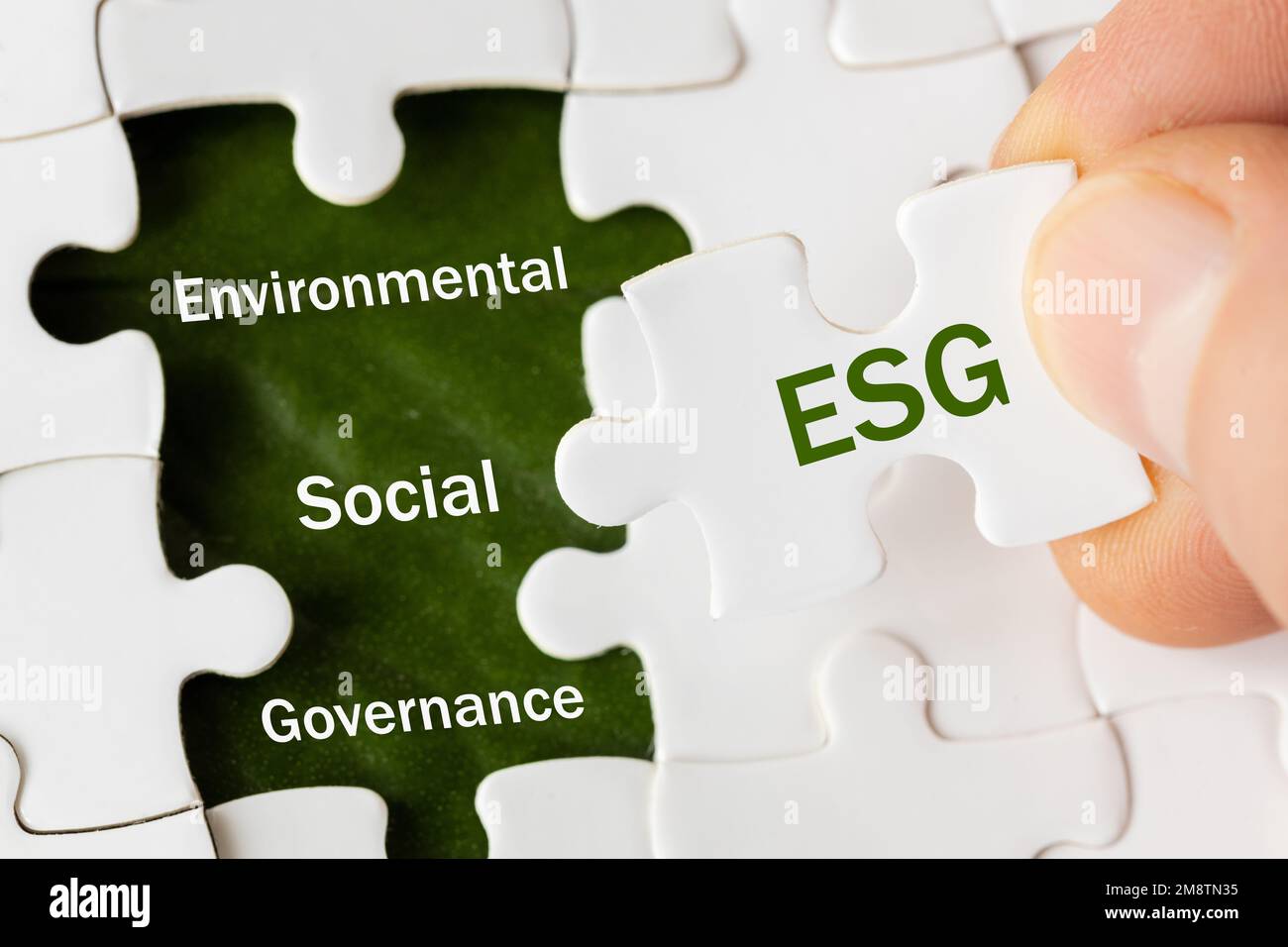 ESG-Konzept für Umwelt, Soziales und Governance. ESG Wort zu einem Puzzle, Idee für die ...