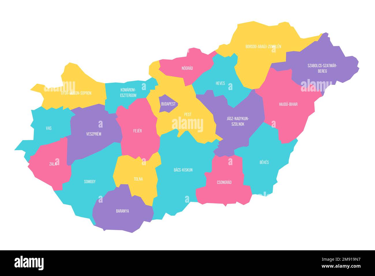 Ungarns politische Karte der Verwaltungsabteilungen - Bezirke und ...