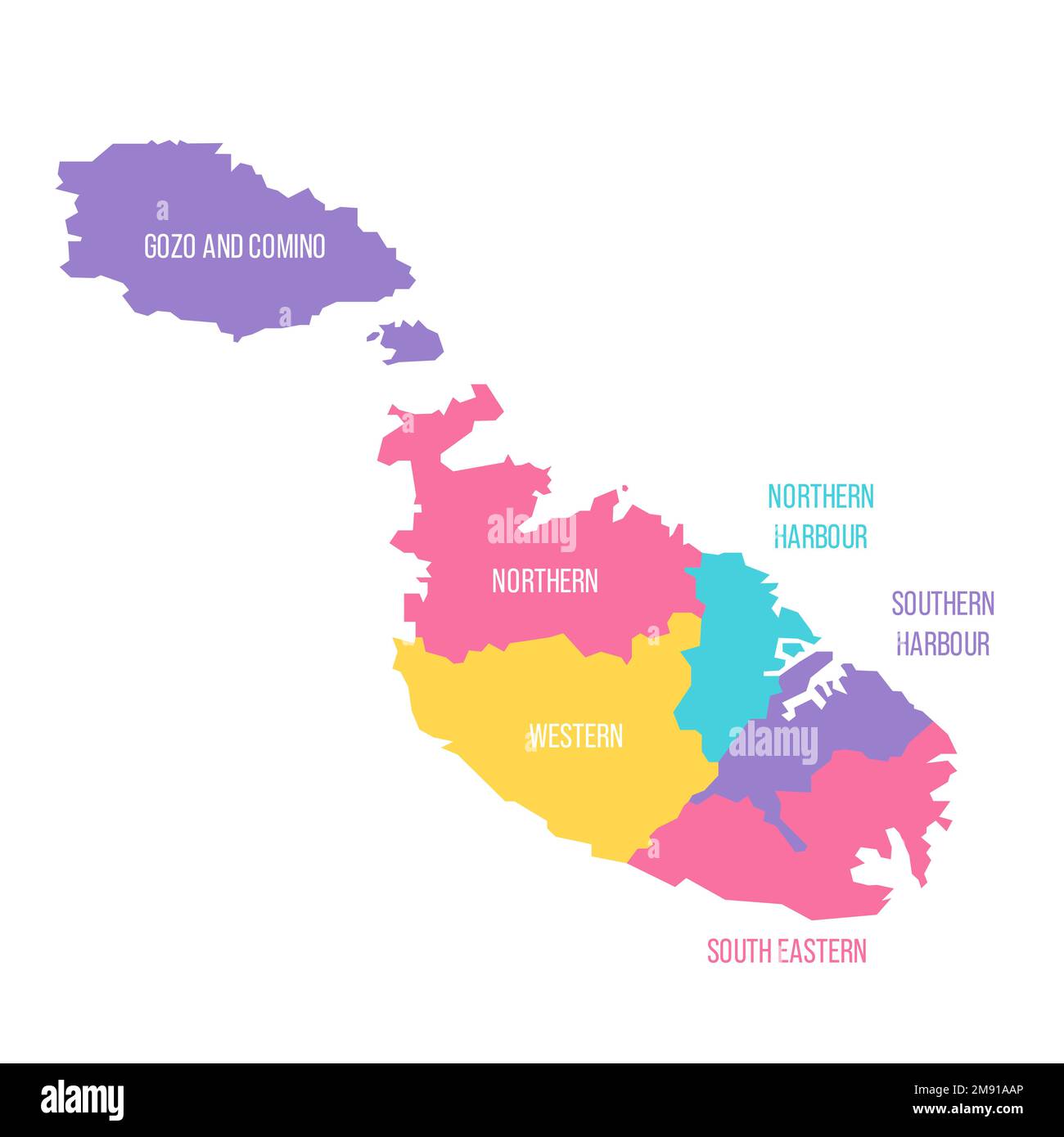 Malta: Politische Karte der Verwaltungsabteilungen - Regionen ...