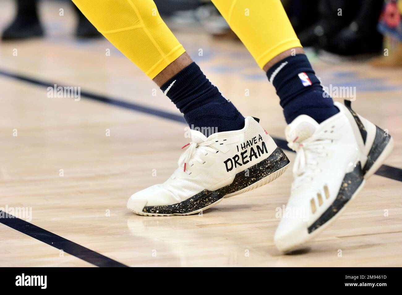 Memphis Grizzlies forward Ziaire Williams (8) wears shoes reading "I ...