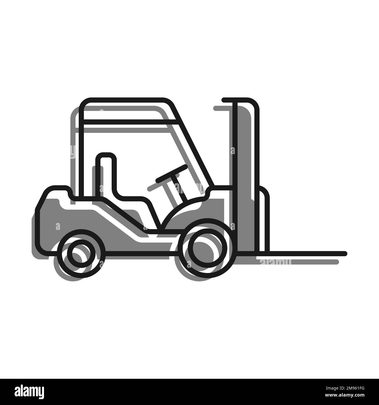 Lineares Symbol. Gabelstapler, um Waren im Lager zu transportieren ...