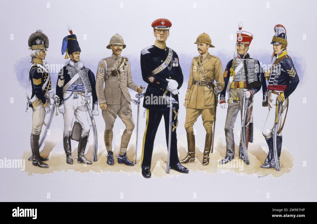 Die sich entwickelnde Uniform der leichten Dragonen. Von links - 13 ...