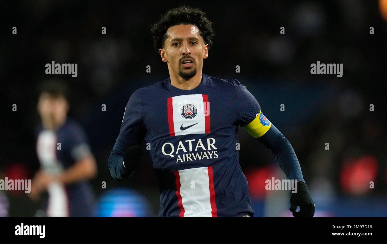 PSG's Marquinhos runs during the French League One soccer match between ...