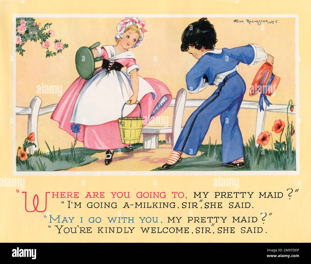"Wohin gehst du, meine hübsche Magd?" "Ich gehe melken, Sir, sagte sie ...