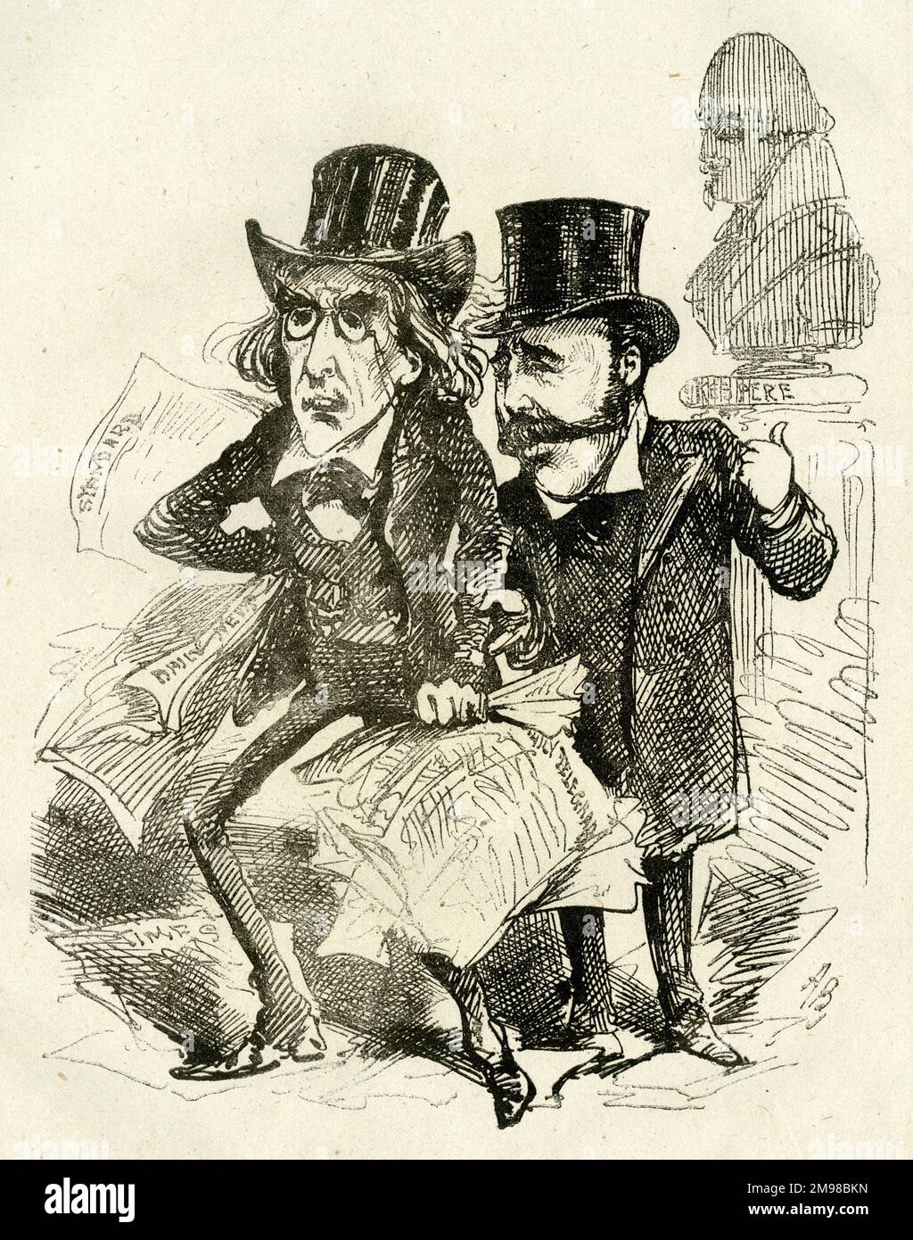 Cartoon, Henry Irving (1838-1905), legendärer Schauspieler-Manager, und ...