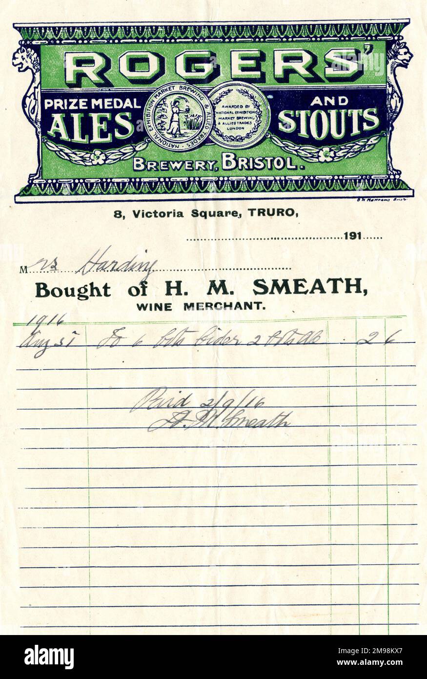 Schreibwaren, H M Smeath, Weinhändler, Victoria Square, Truro, Cornwall ...