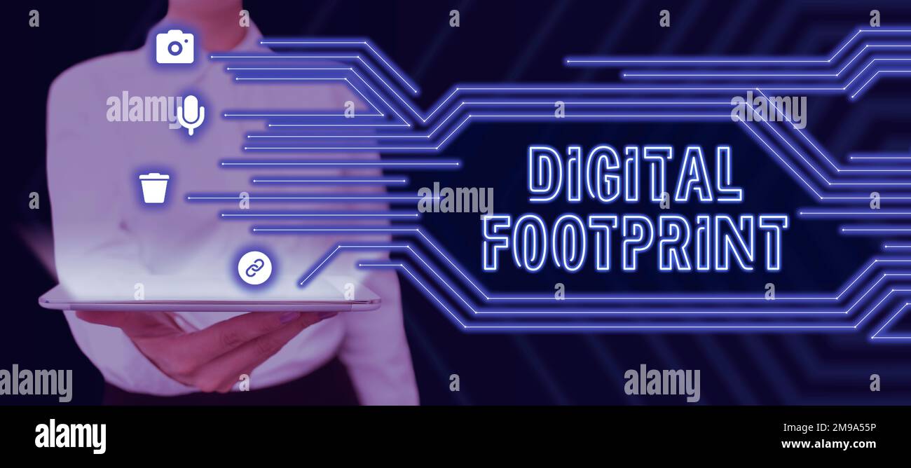 Konzeptunterschrift Digitaler Fußabdruck. Der Geschäftsansatz nutzt digitale Technologie für den ...