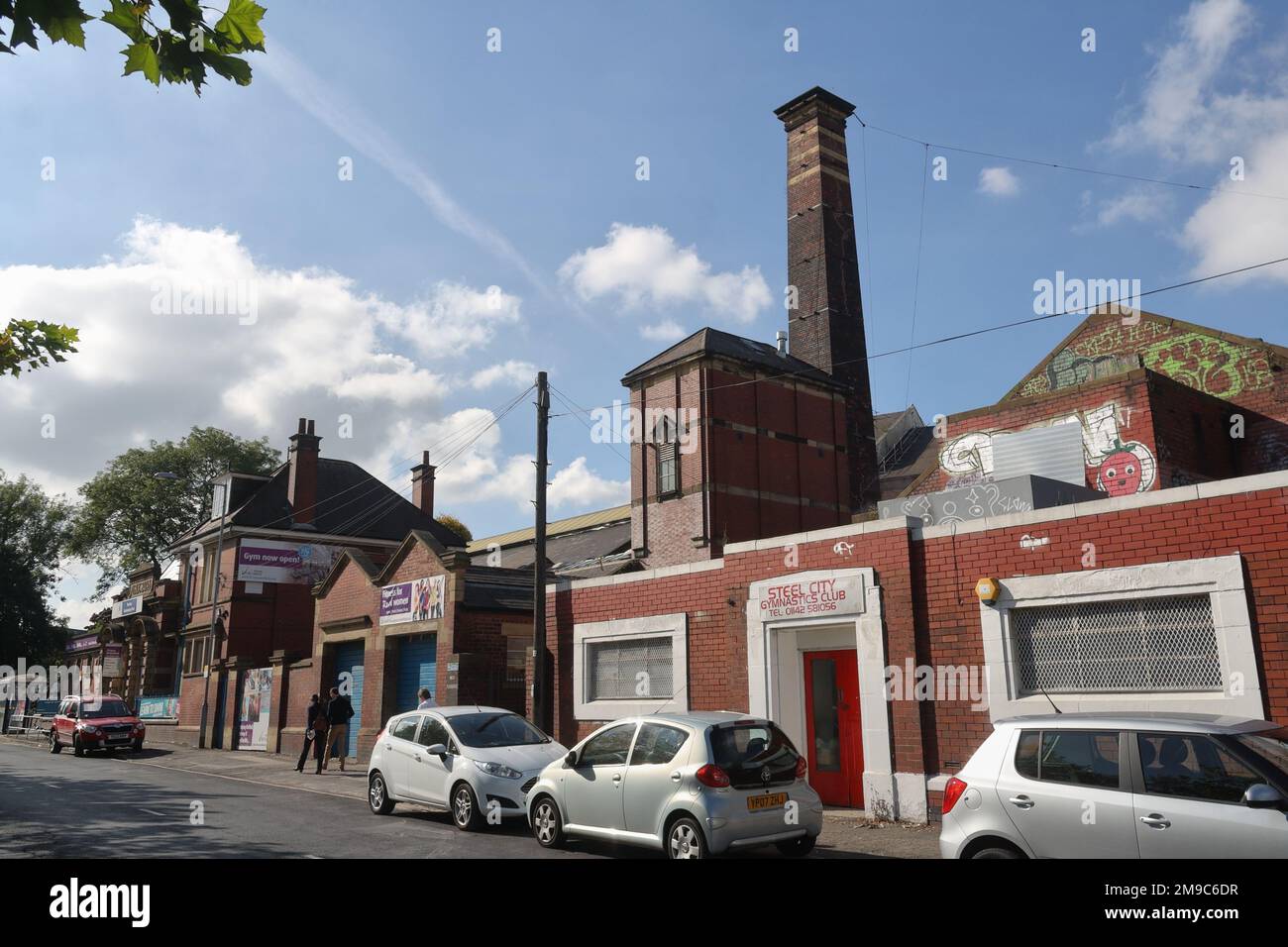 Kamin, ehemaliges Kesselhaus bei Heeley Swimming Baths, und Steel City ...