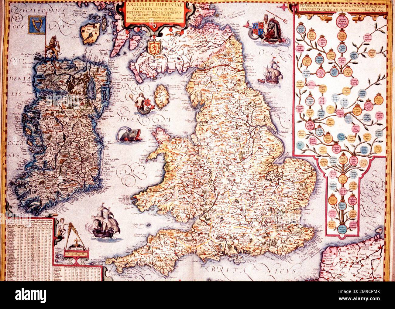 Karte von England und Wales aus dem 17. Jahrhundert Stockfotografie - Alamy