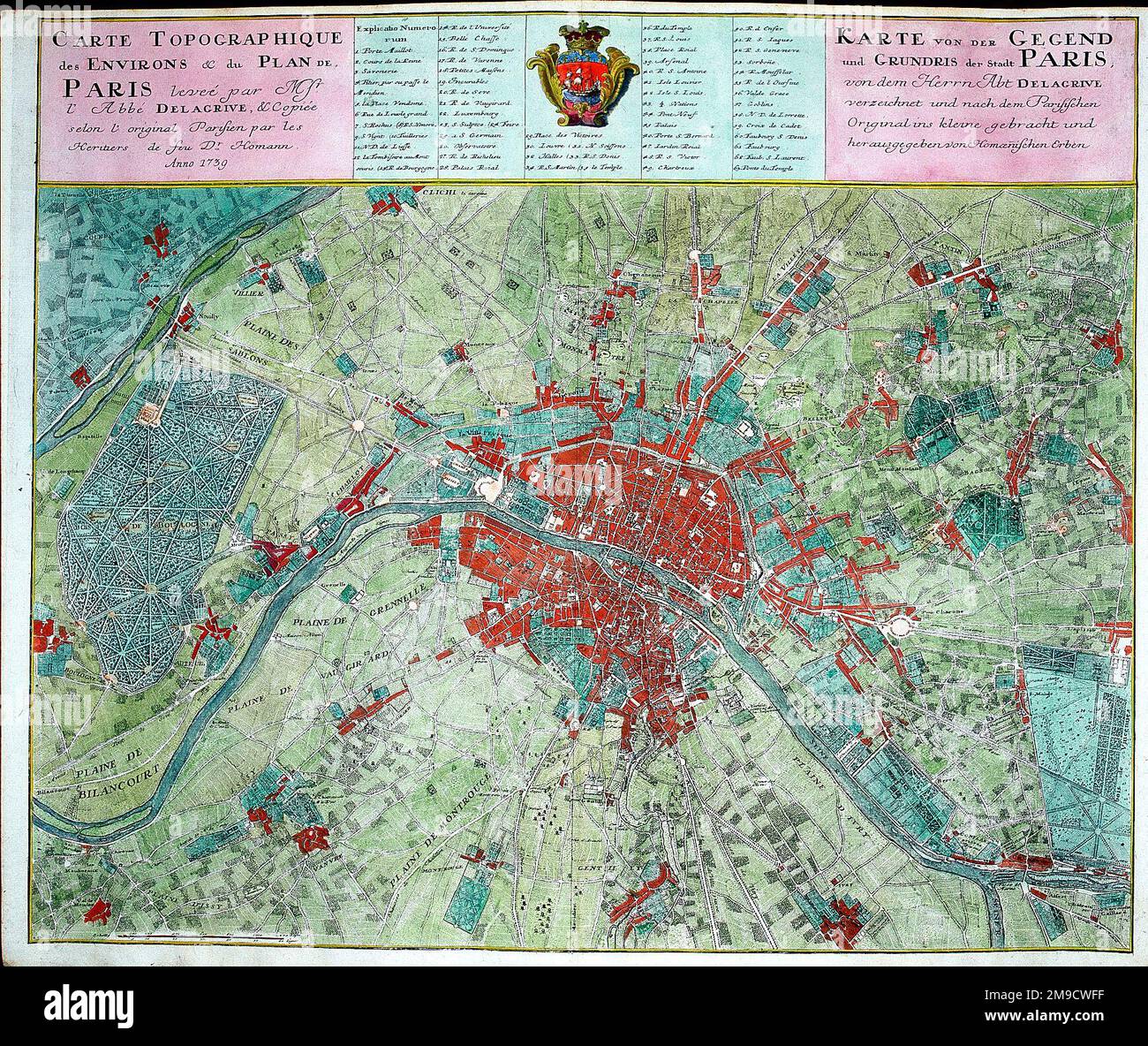 Karte von Paris, Frankreich und Umgebung aus dem 18. Jahrhundert ...